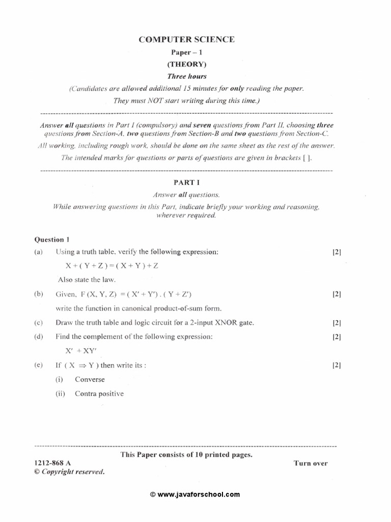 Isc 2012 Computer Science Paper 1 Theory Pdf Constructor Object Oriented Programming