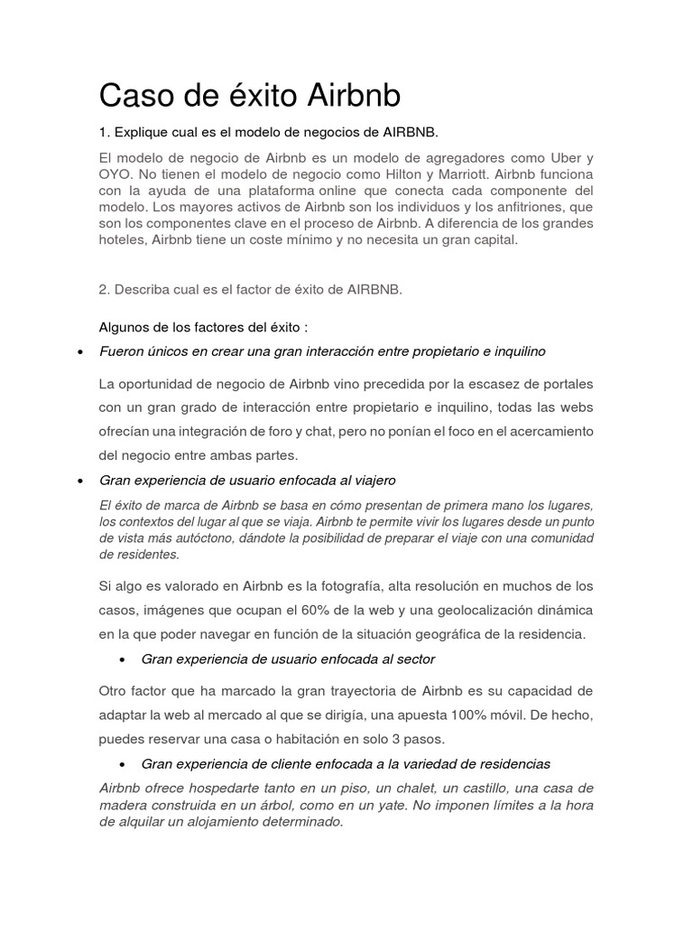 Caso de Éxito Airbnb PDF | PDF | Airbnb | Informática