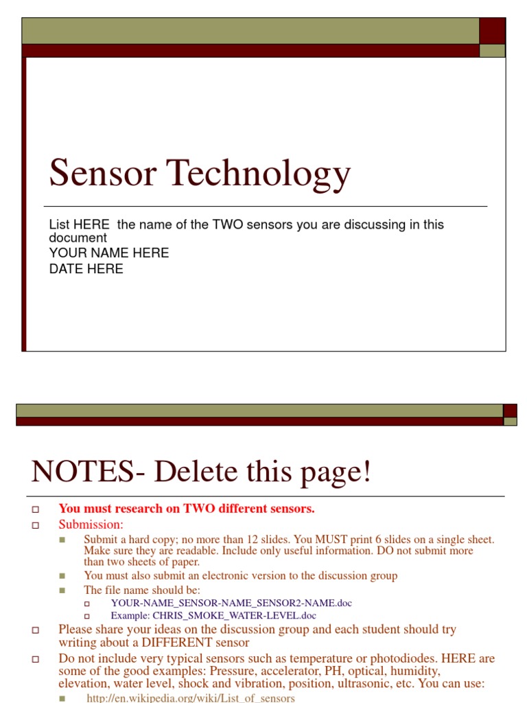 Sensor Technology: List HERE The Name of The TWO Sensors You Are ...