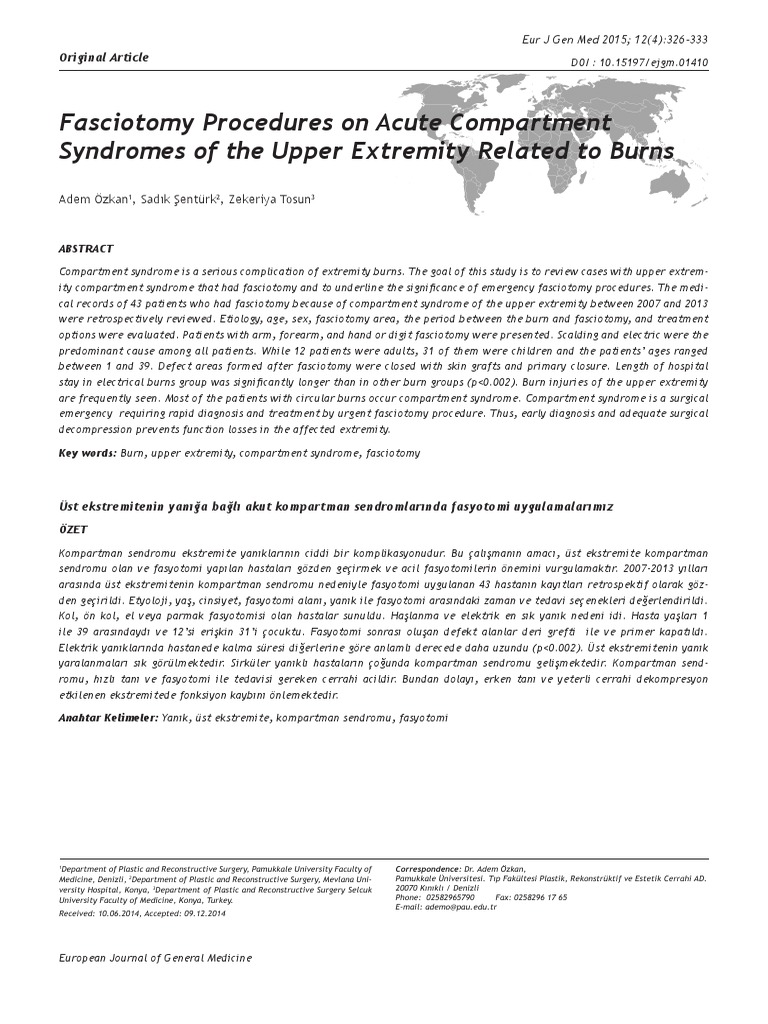 Fasciotomy Procedures On Acute Compartment Syndromes of The Upper ...