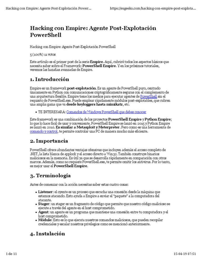 Hacking con Empire: Aprende sobre el framework post-explotación ...