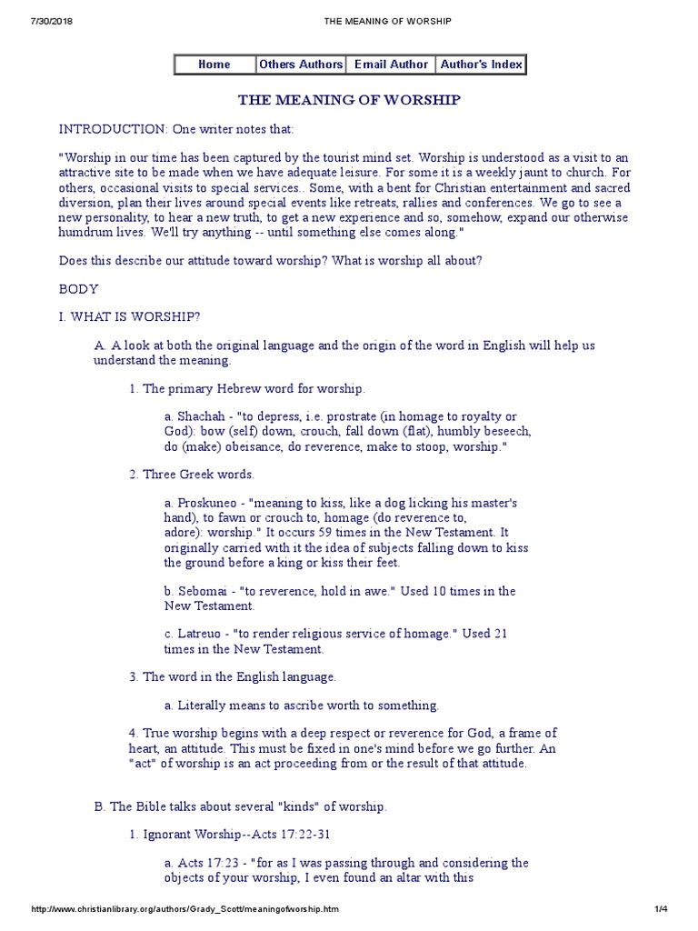 The Meaning of Worship | PDF | Worship | Jesus