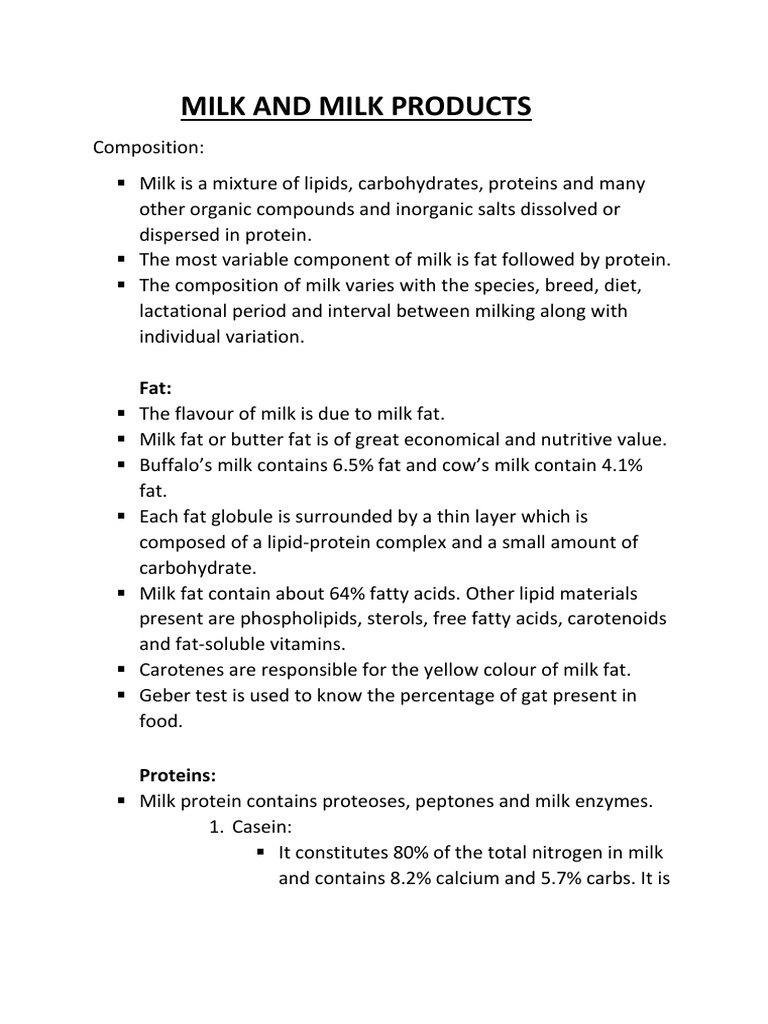 Milk And Milk Products Pdf Milk Lipid