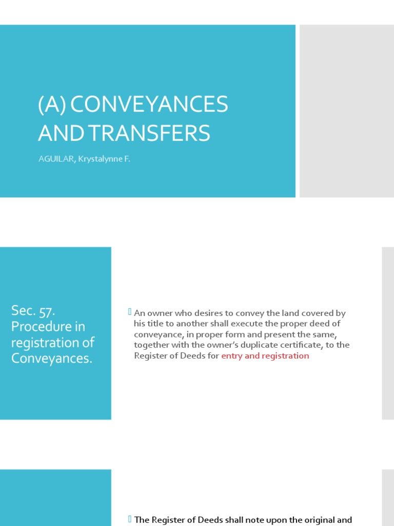 A) Conveyances and Transfers | Download Free PDF | Mortgage Law | Deed