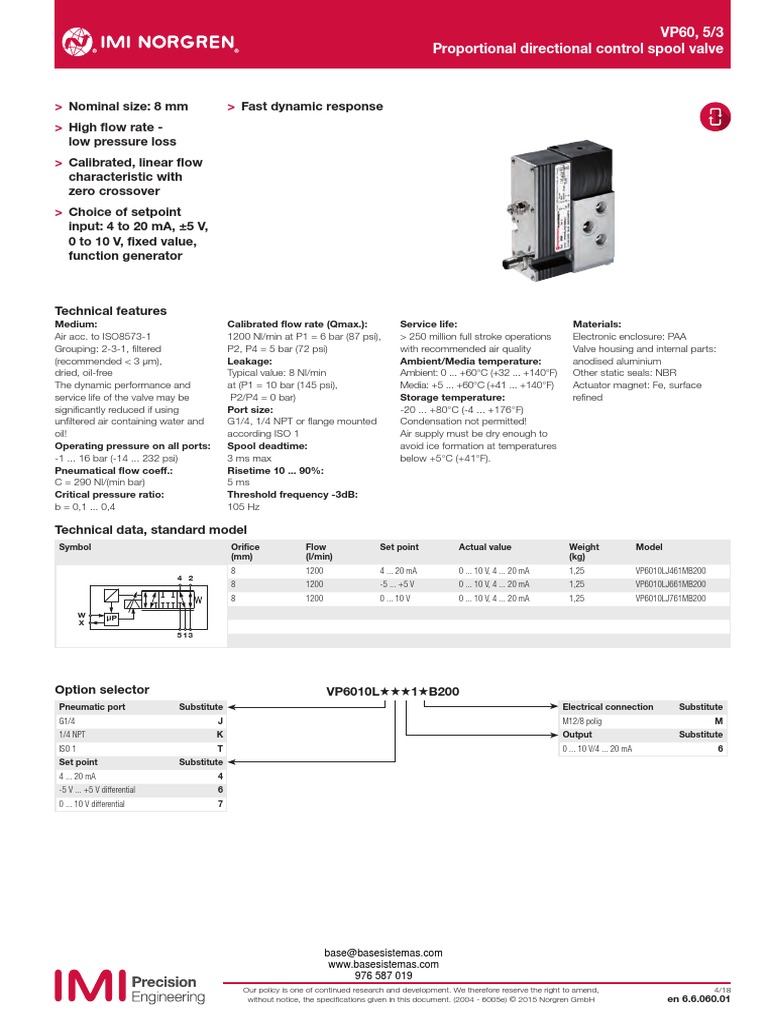 Valvula Proporcional Norgren Vp60 | PDF | Valve | Flow Measurement