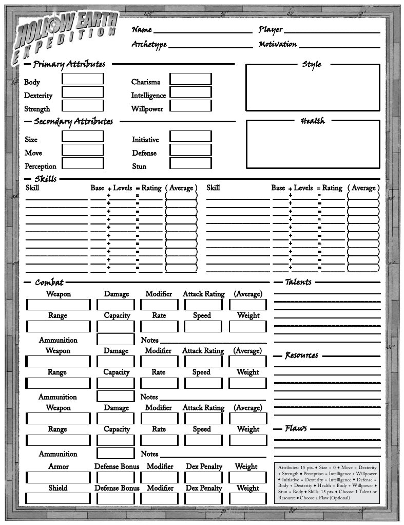 HEX Character Sheet | PDF