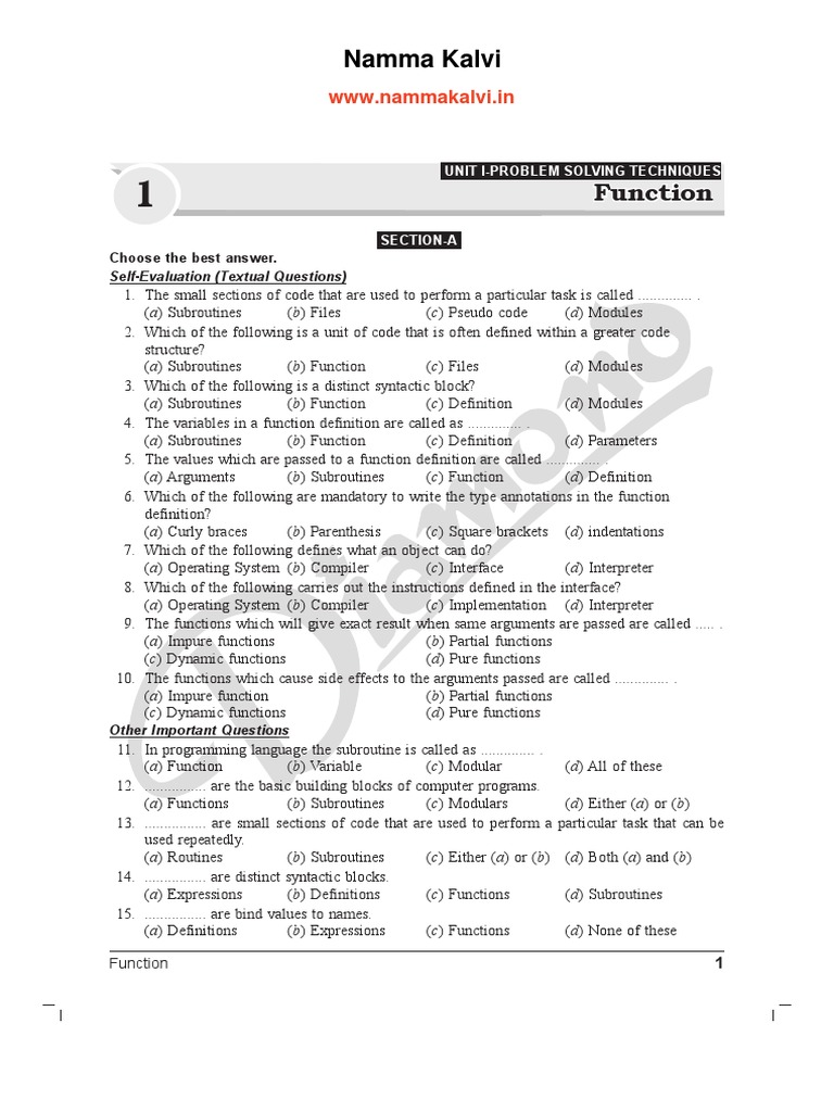 Namma Kalvi 12th Computer Science Chapter 1 Diamond Guide em | PDF ...