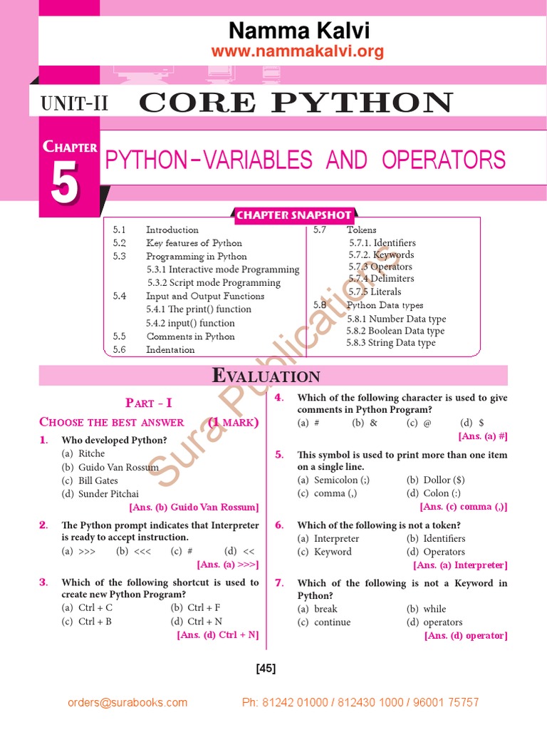 Namma Kalvi 12th Computer Science Unit 2 Sura Guide em | PDF | Control Flow | Identifier