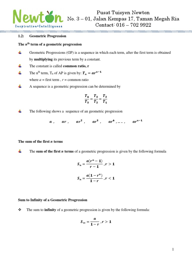 GEOMETRIC PROGRESSION.docx | Arithmetic | Mathematical Objects