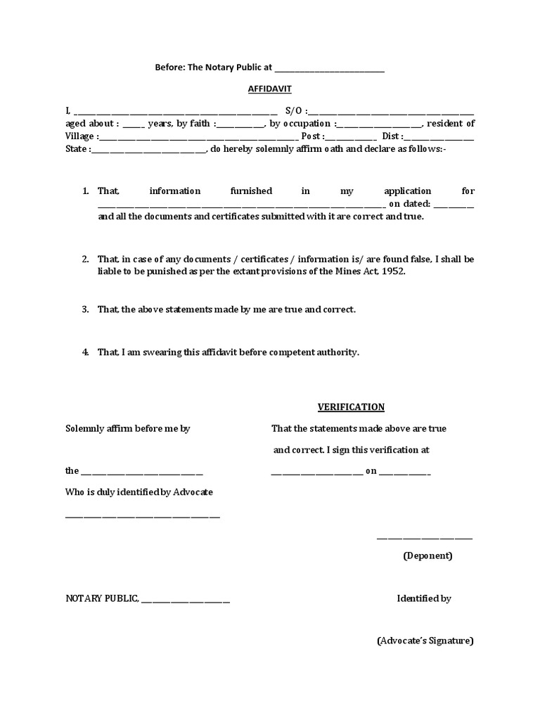 Before: The Notary Public at - Affidavit | PDF