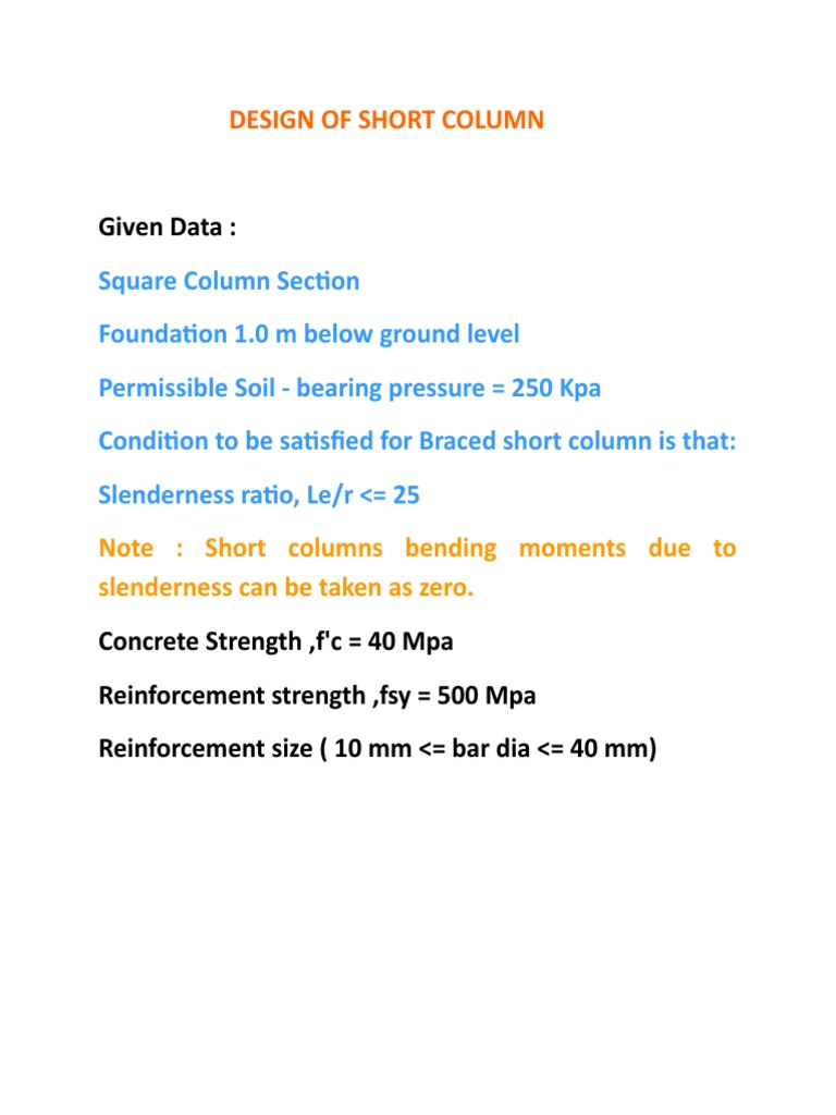 Design of Short Column | PDF