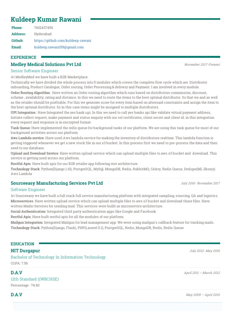 Resume Template | PDF | Python (Programming Language) | Mongo Db