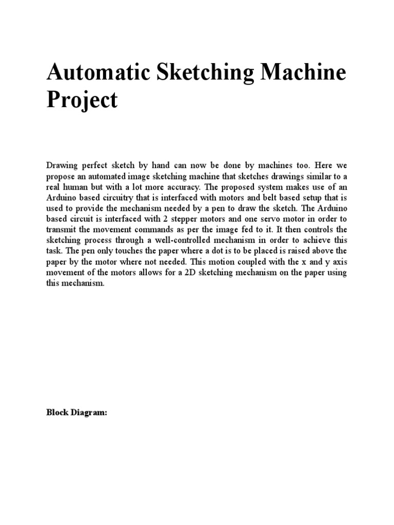 Automatic Sketching Machine Project: Block Diagram | PDF
