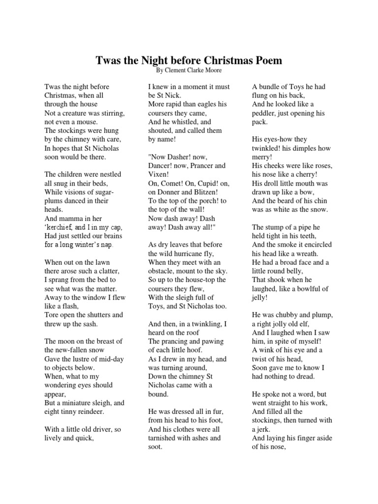 Twas The Night Before Christmas | PDF | Santa Claus's Reindeer | Santa ...