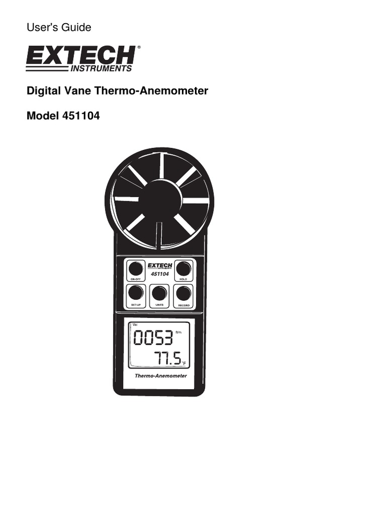 Digital Vane Thermo-Anemometer Model 451104: User's Guide | PDF ...