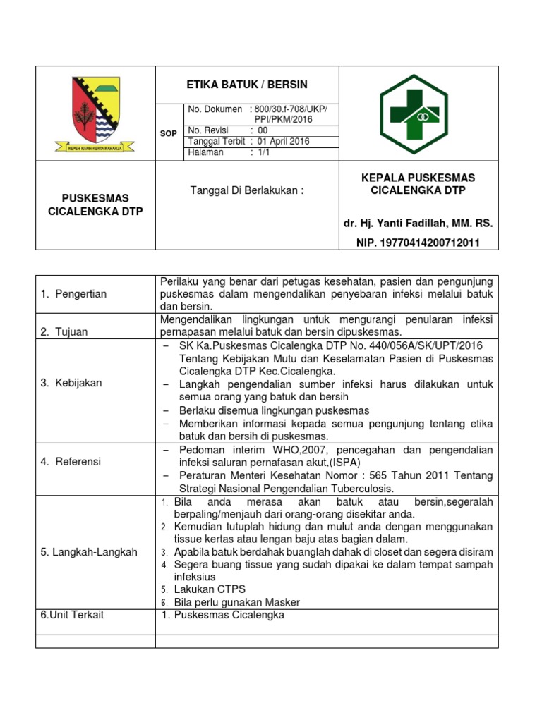 Sop Etika Batuk | PDF