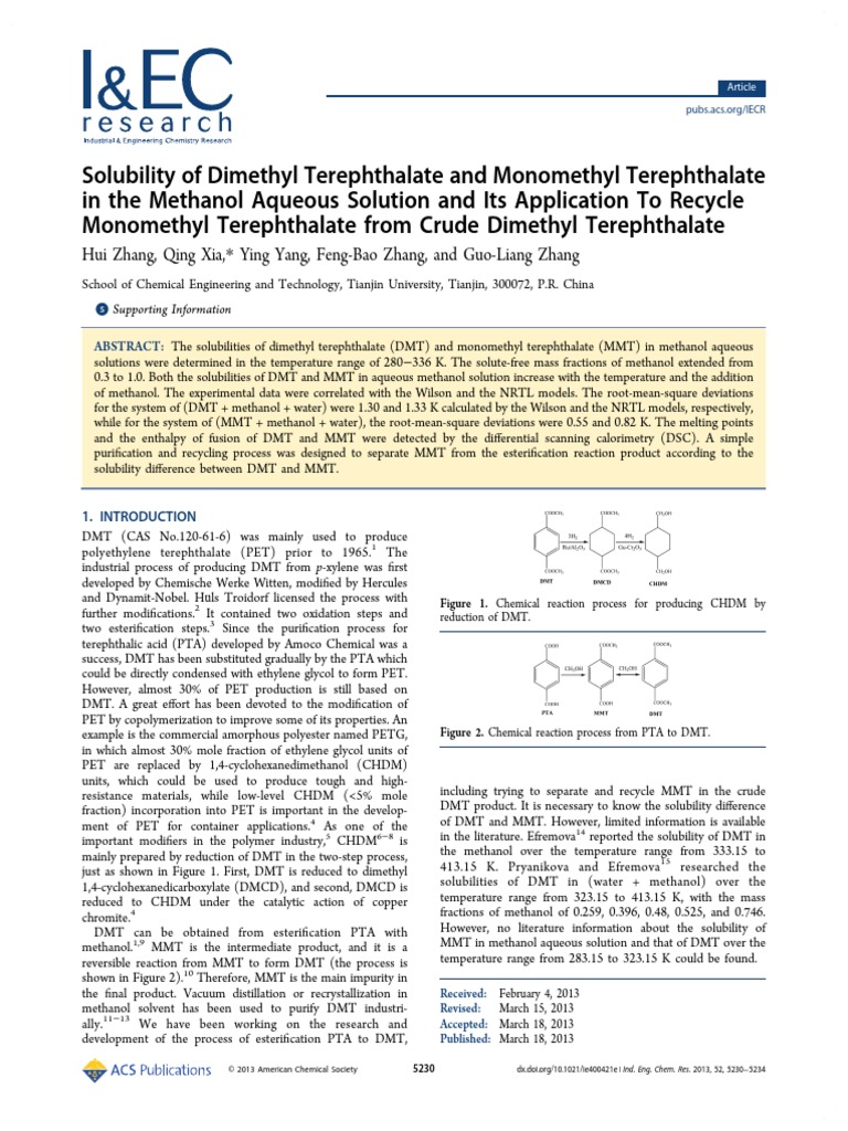 Solubilities MMT - DMT in Aqueous Methanol Solution | PDF | Solubility ...