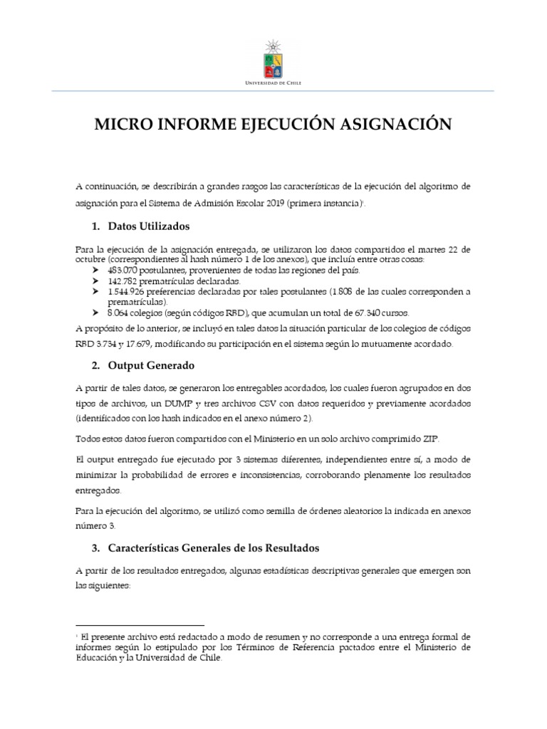 Micro Informe Ejecucion SAE19 | PDF | Archivo de computadora ...