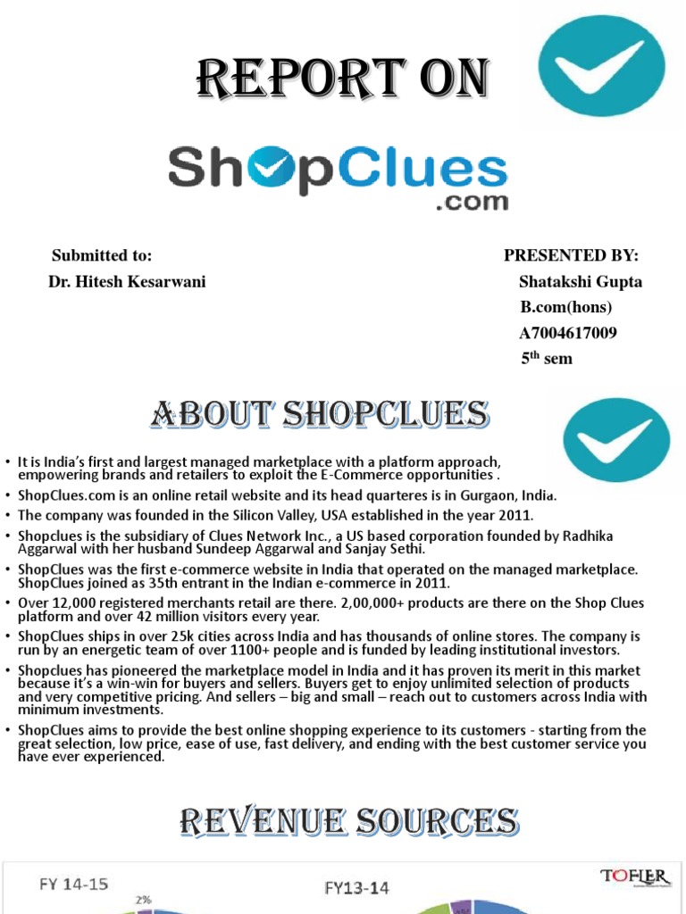 Presentation On Shopclues | PDF | Retail | E Commerce