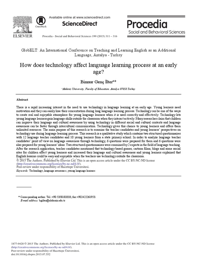 2015 - How Does Technology Affect Language Learning Process at An Early ...
