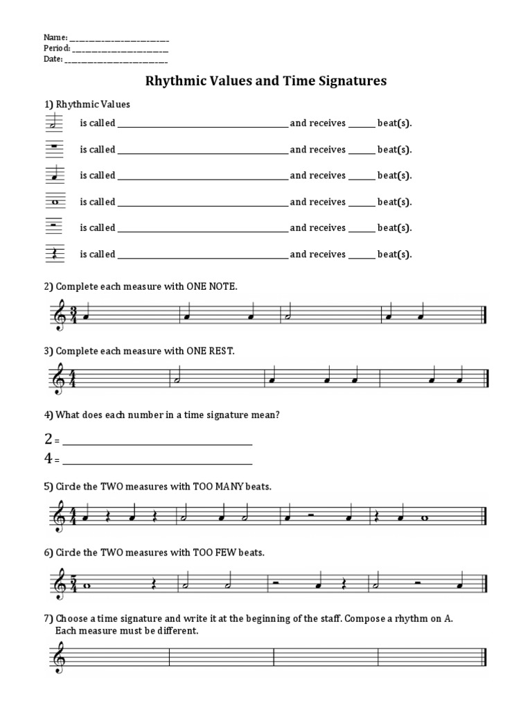 Rhythmic Values and Time Signatures | Download Free PDF | Rhythm ...