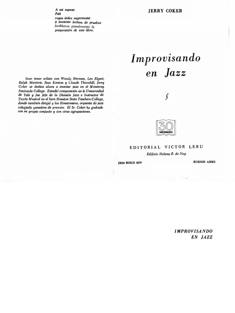 COKER, J. - Improvisando en Jazz | PDF | Ocio