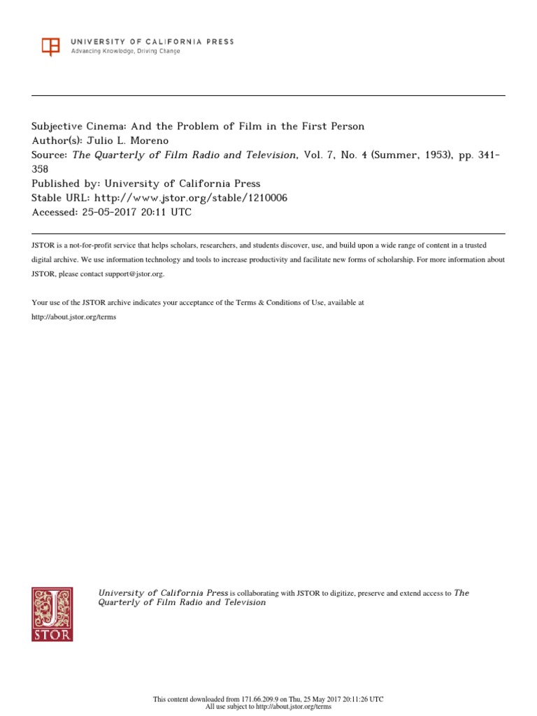 Subjective Cinema | PDF | Narration | Narrative