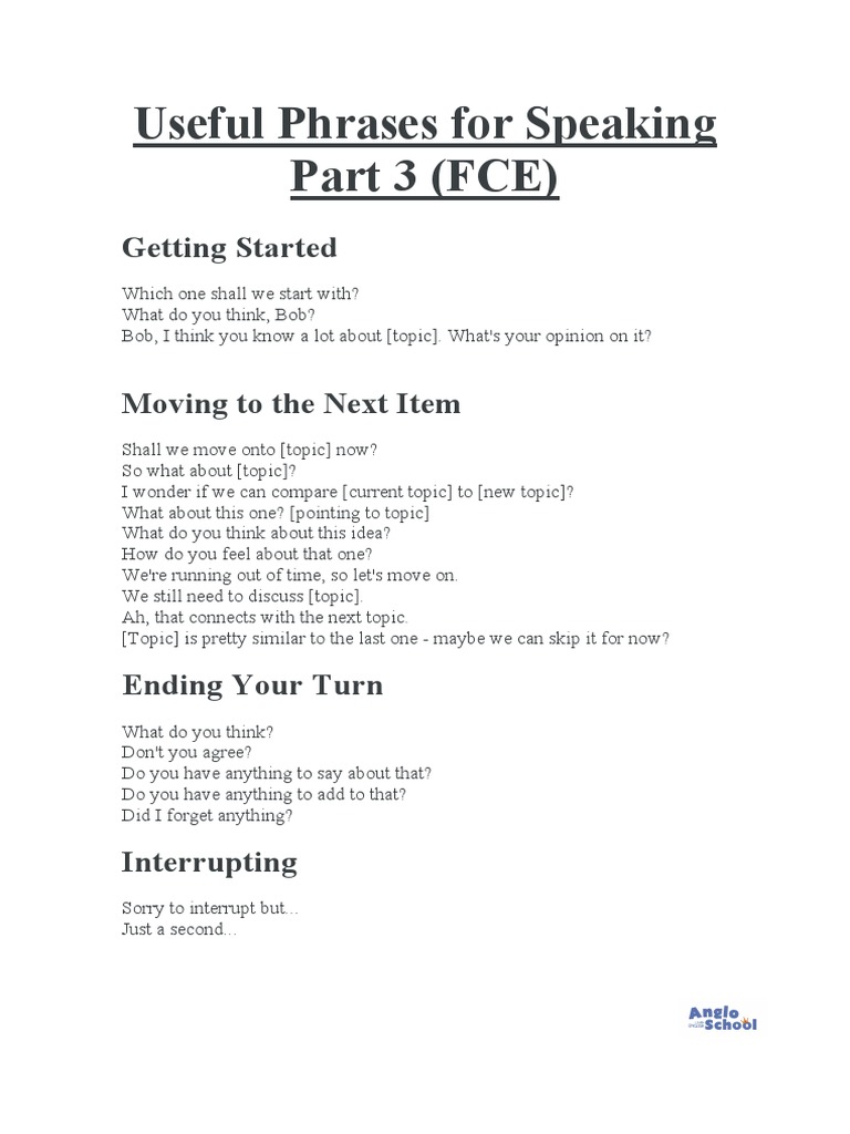 Useful Phrases For Speaking Part 3 | PDF