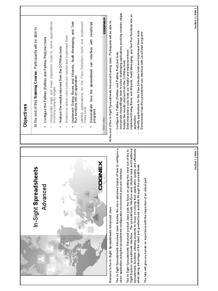 In-Sight Spreadsheets Advanced Training | PDF | Spreadsheet | Parameter (Computer Programming)