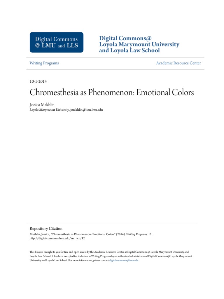 Chromesthesia | PDF | Emotions | Neuroscience