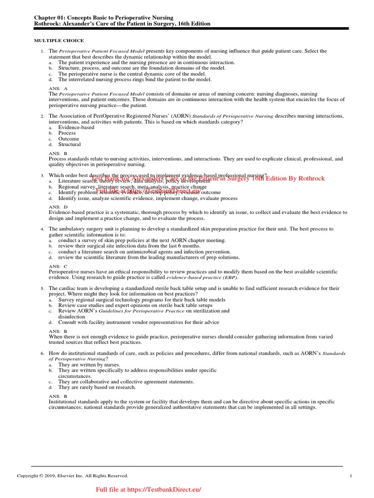 Test Bank For Alexanders Care of The Patient in Surgery 16Th Edition by ...