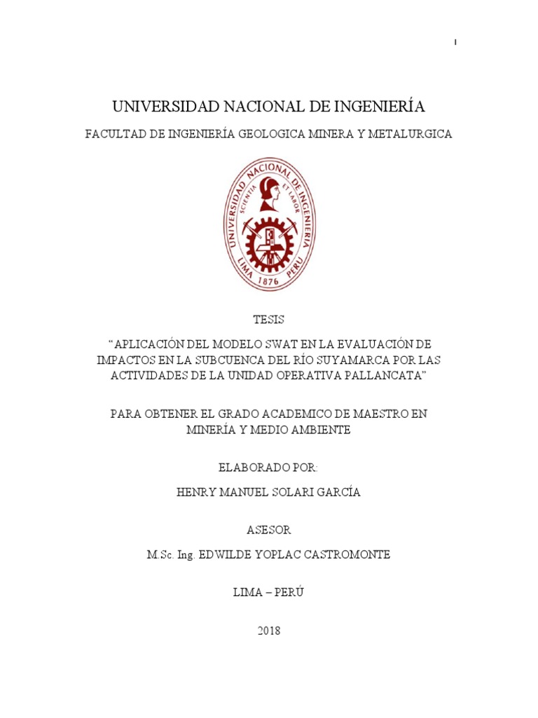 Aplicacion Del Modelo SWAT en La Evaluacion Del Impacto | PDF ...