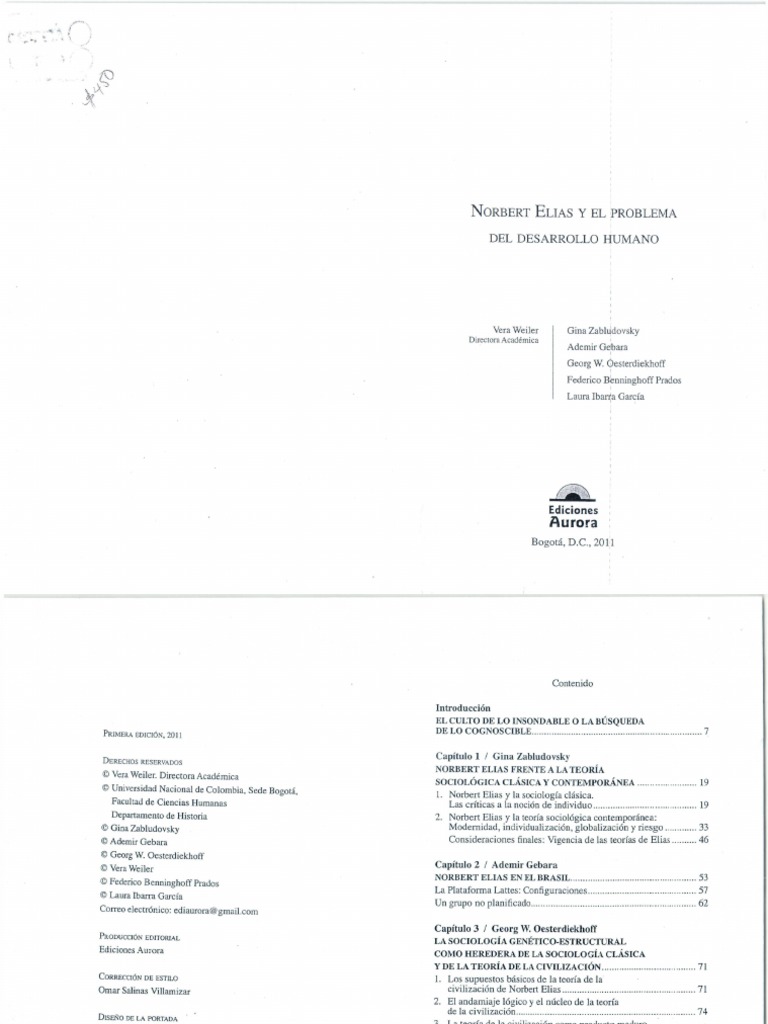 WEILER, V - Norbert Elías y El Problema Del Desarrollo Humano (2011 ...