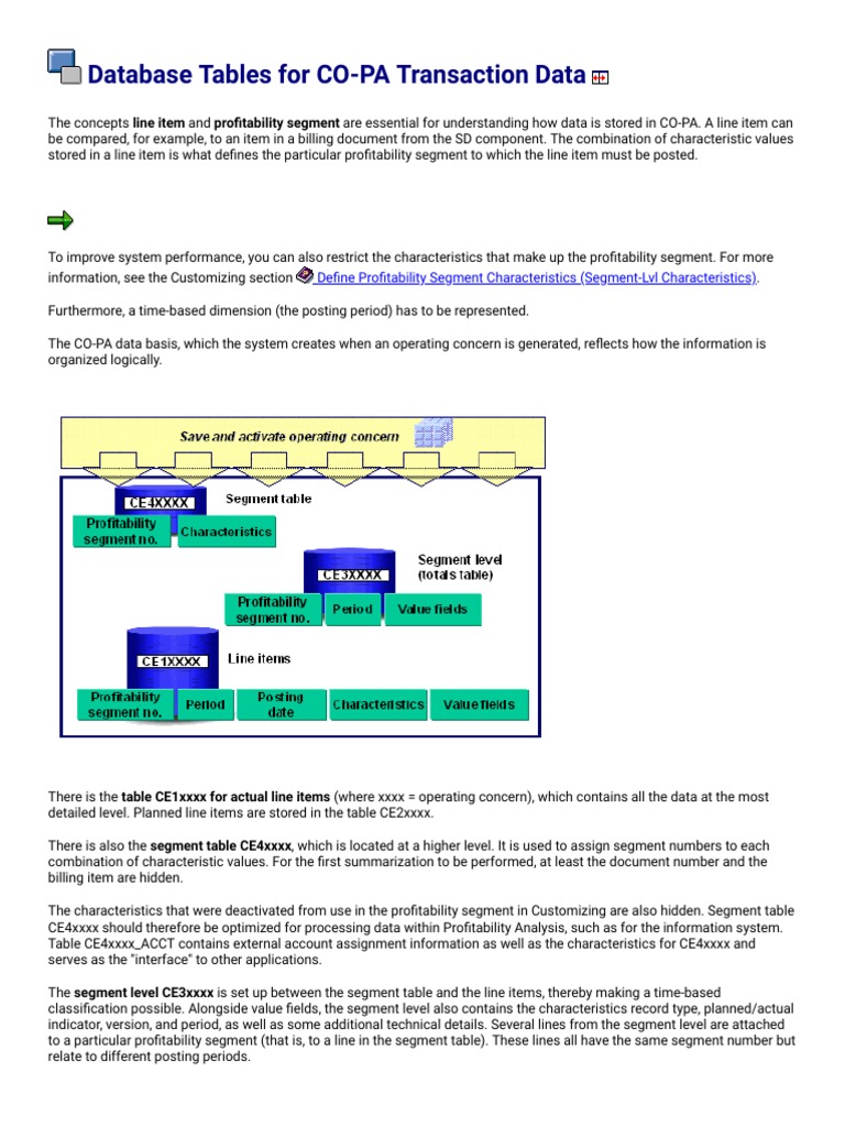 Database Tables For CO-PA Transaction Data (SAP Library - Profitability ...