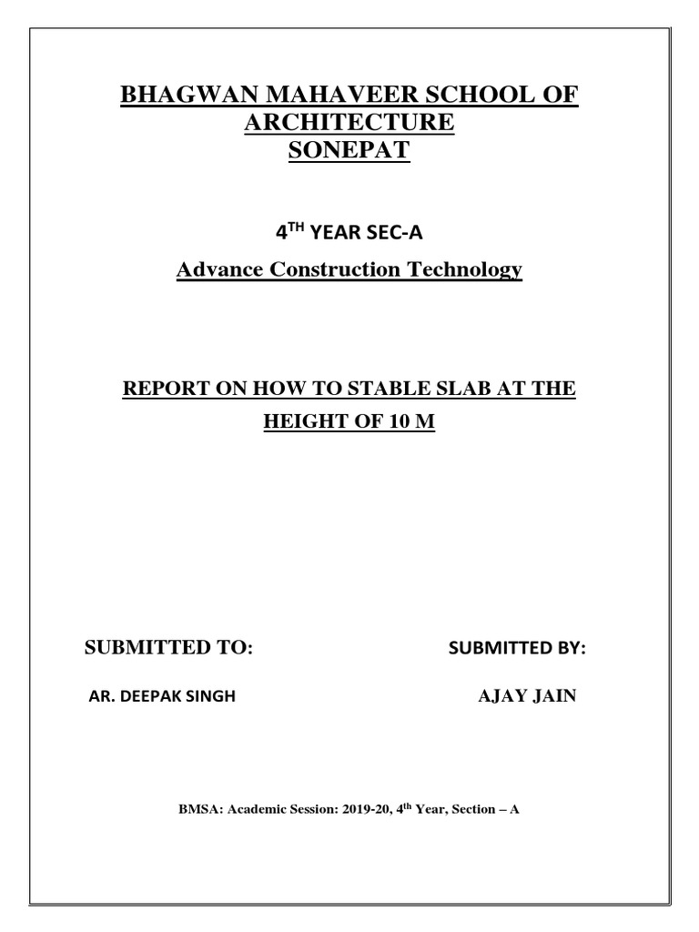 Advance Technology For Hanging Slab at 10 M Height | PDF | Column | Bending