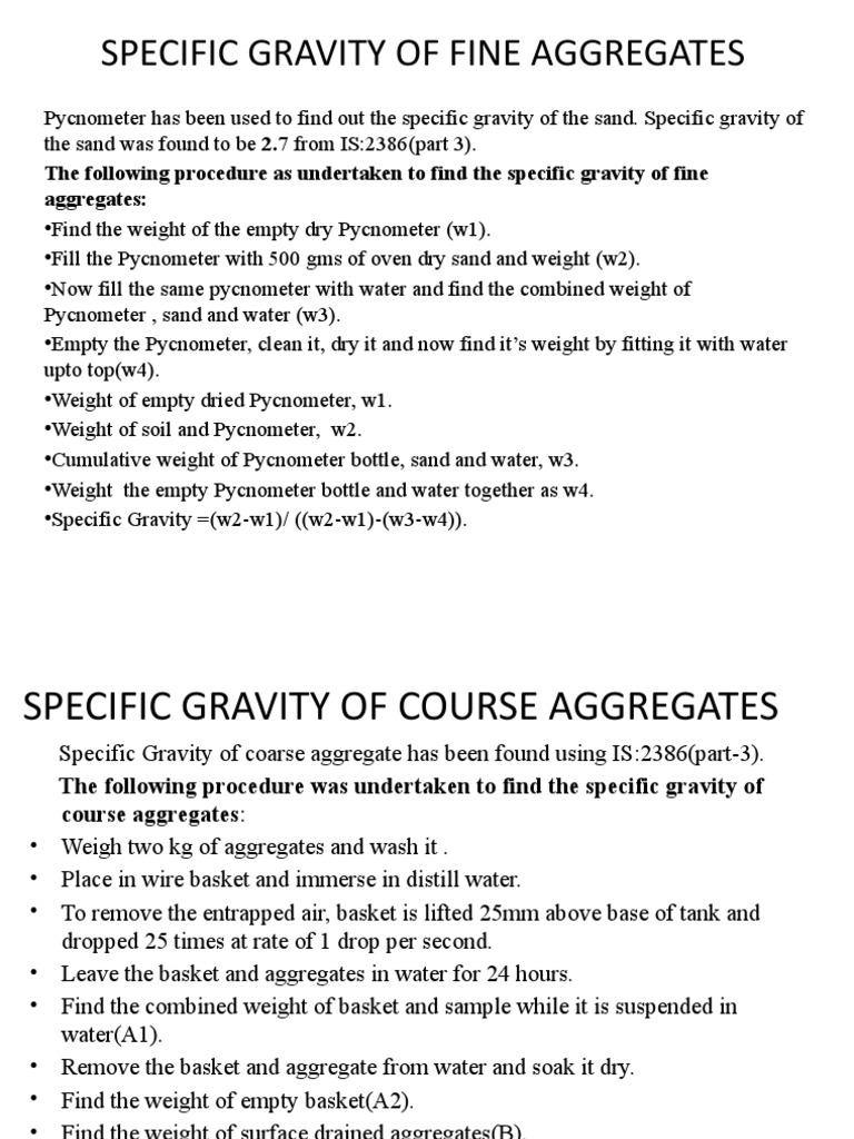 Specific Gravity Testing of Aggregates | PDF | Technology & Engineering