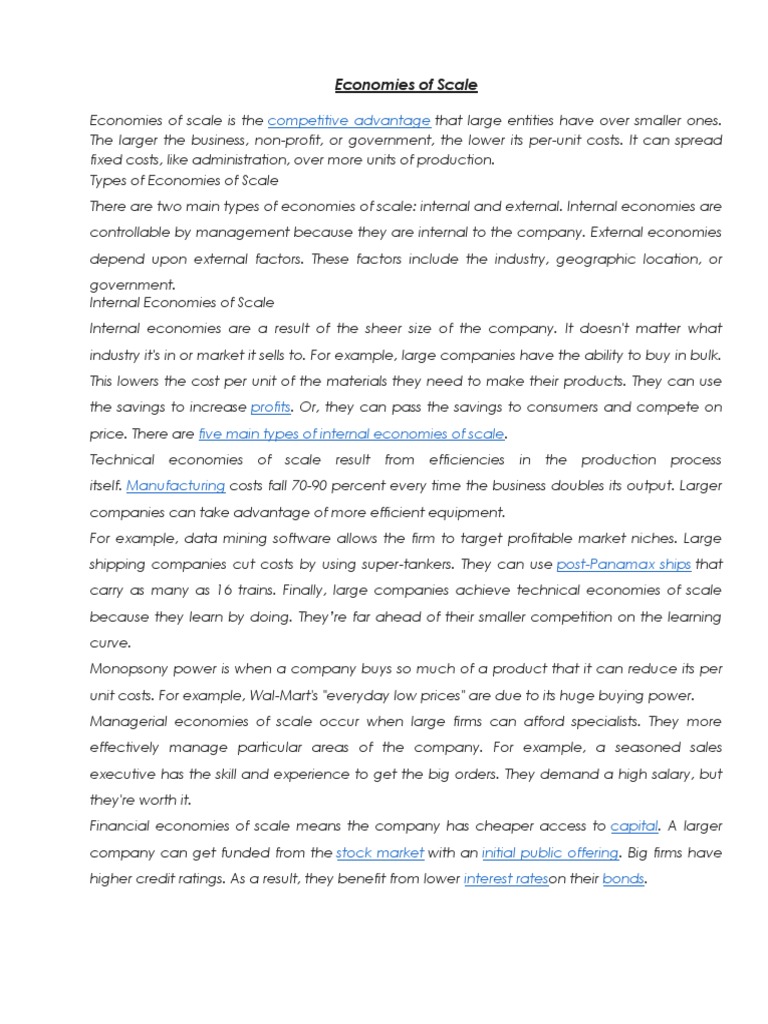 Economics of Scale Article Printed | PDF | Economies Of Scale | Economics