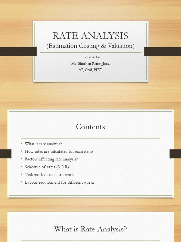 Rate Analysis: (Estimation Costing & Valuation) | PDF | Masonry | Cost