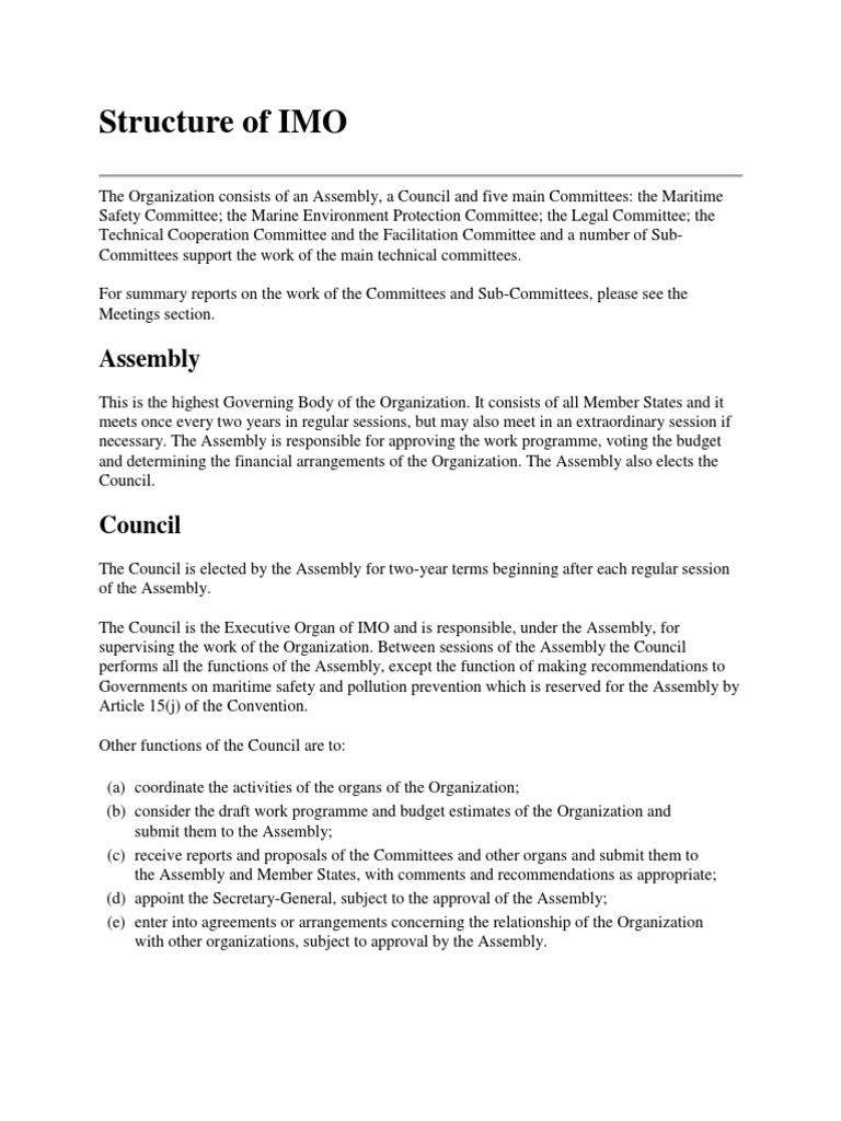 Structure of Imo | PDF | Government | Waterway And Maritime