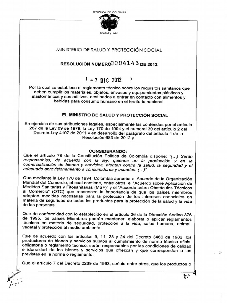 Resolucion 4143 2012 PDF | PDF