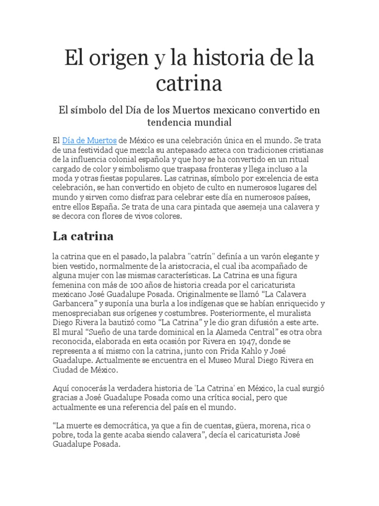El Origen y La Historia de La Catrina | PDF | México | Pinturas