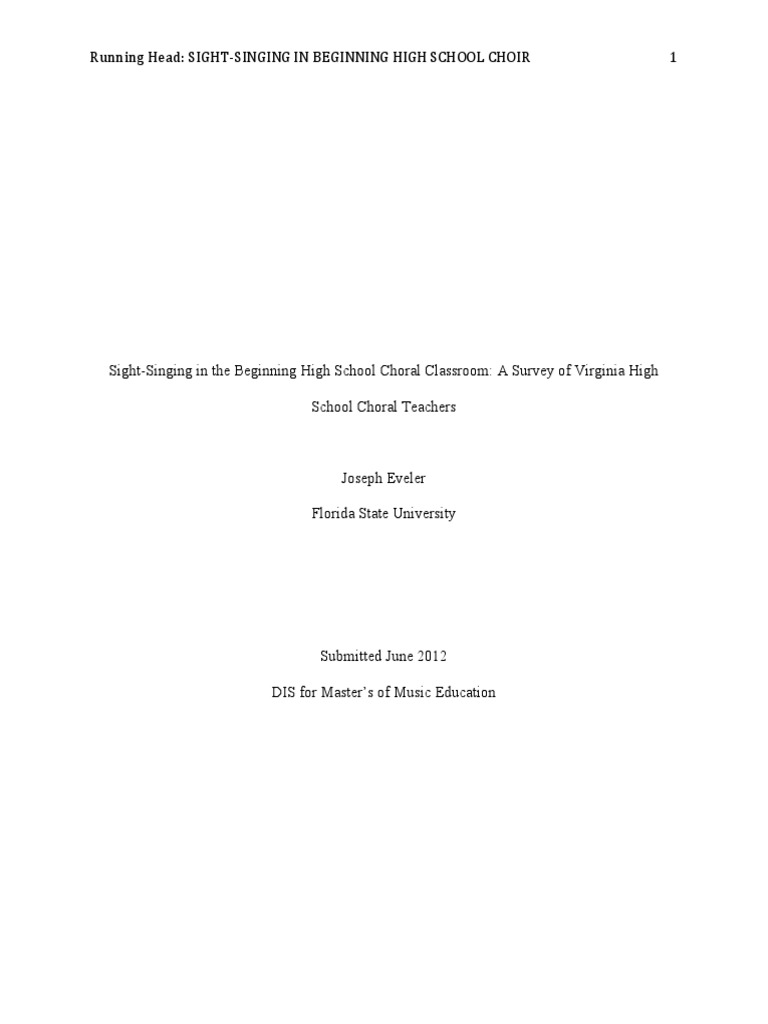 Sight Singing in The Beginning High School Classroom | PDF | Music ...