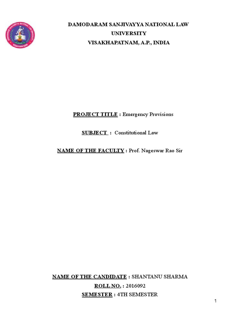 Constitution Project | PDF | State Of Emergency | Government Of India