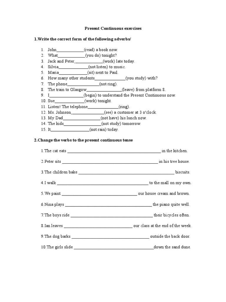 Present Simple and Continuous Exercise | PDF