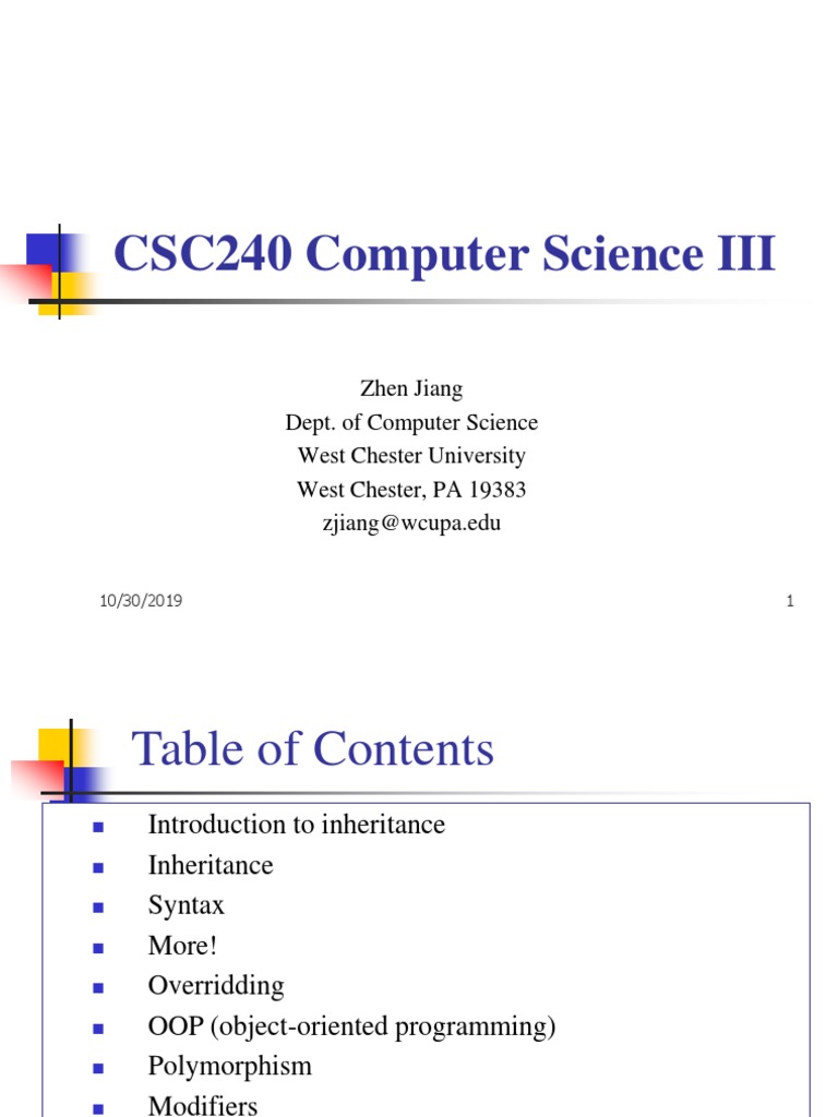 Csc 240 Inheritance Pdf Inheritance Object Oriented Programming Method Computer 5104