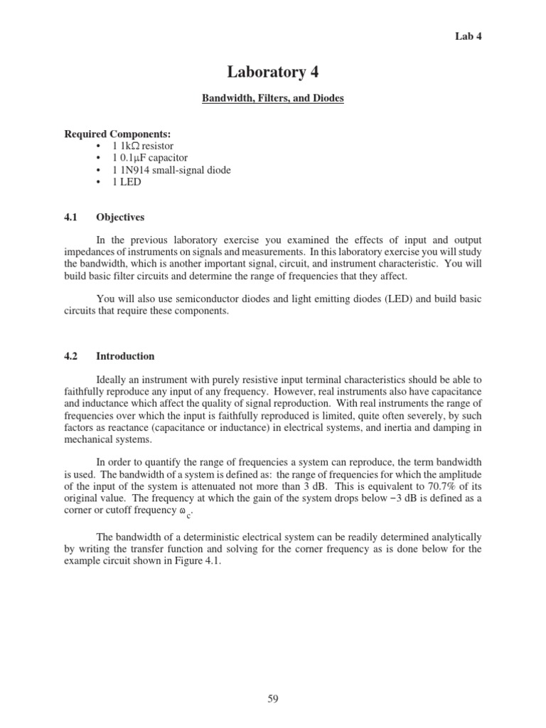 Lab 4 | PDF | Bandwidth (Signal Processing) | Low Pass Filter