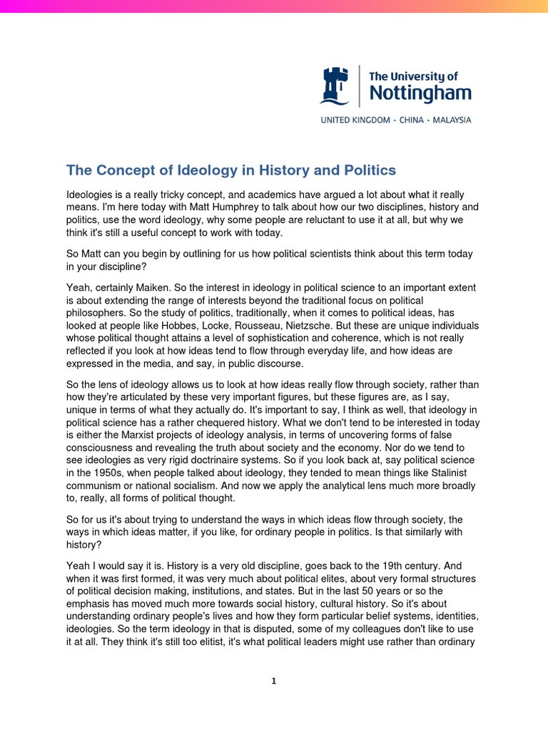 Ideology's Role in History and Politics | PDF | Ideologies | Political ...