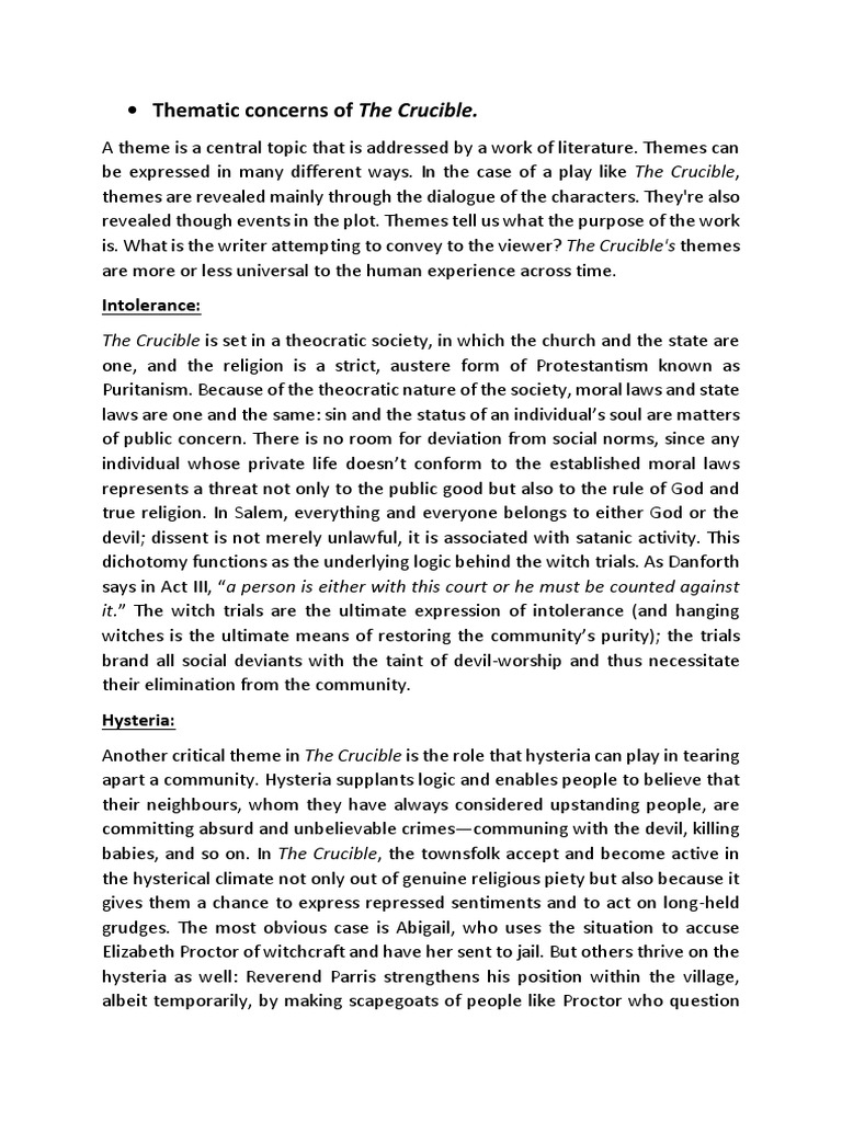 Themes in The Crucible Explained | PDF