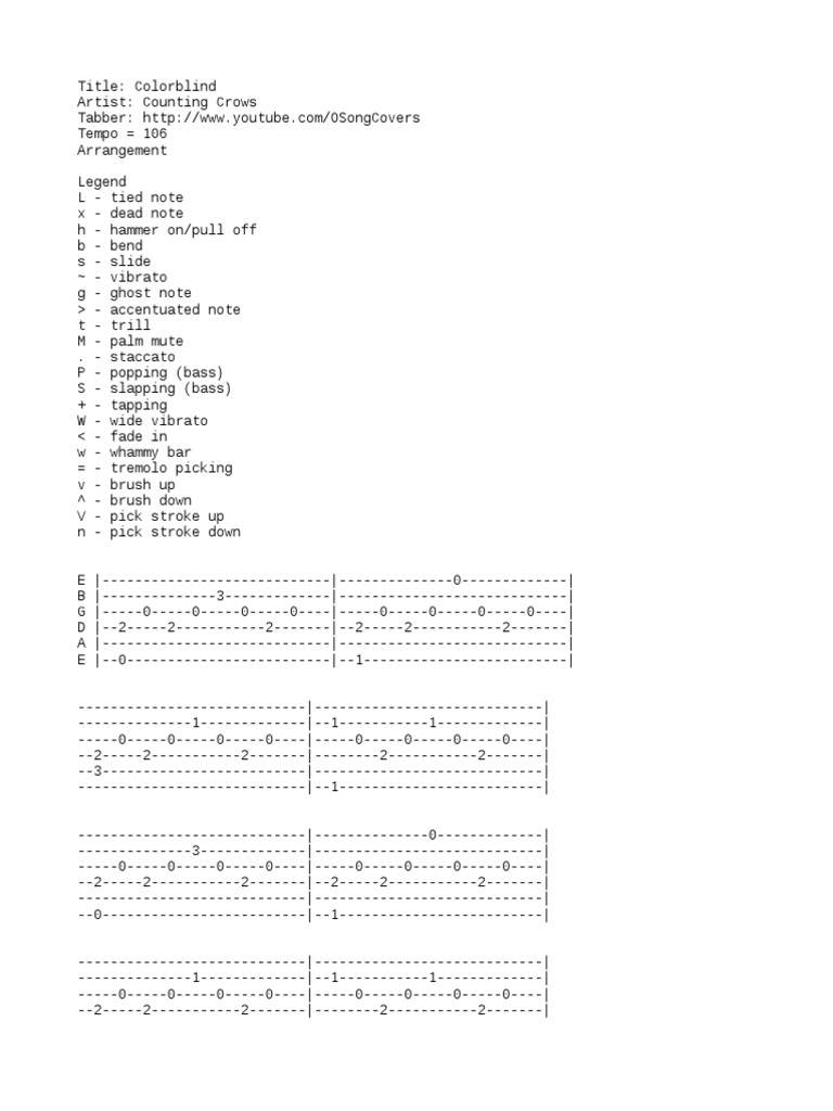 Counting Crows - Colorblind | PDF | Irish Musical Instruments | Components