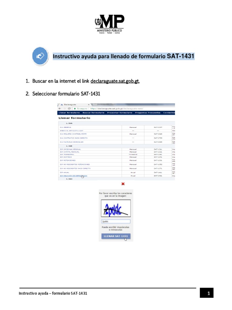 Instructivo Ayuda para Llenado de Formulario SAT-1431 PDF | PDF